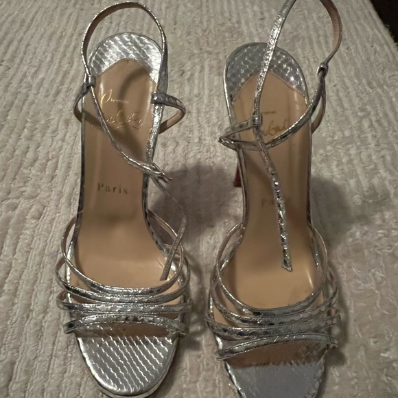 Christian Louboutin | Shoes | Christian Louboutin Silver Snake Skin ...